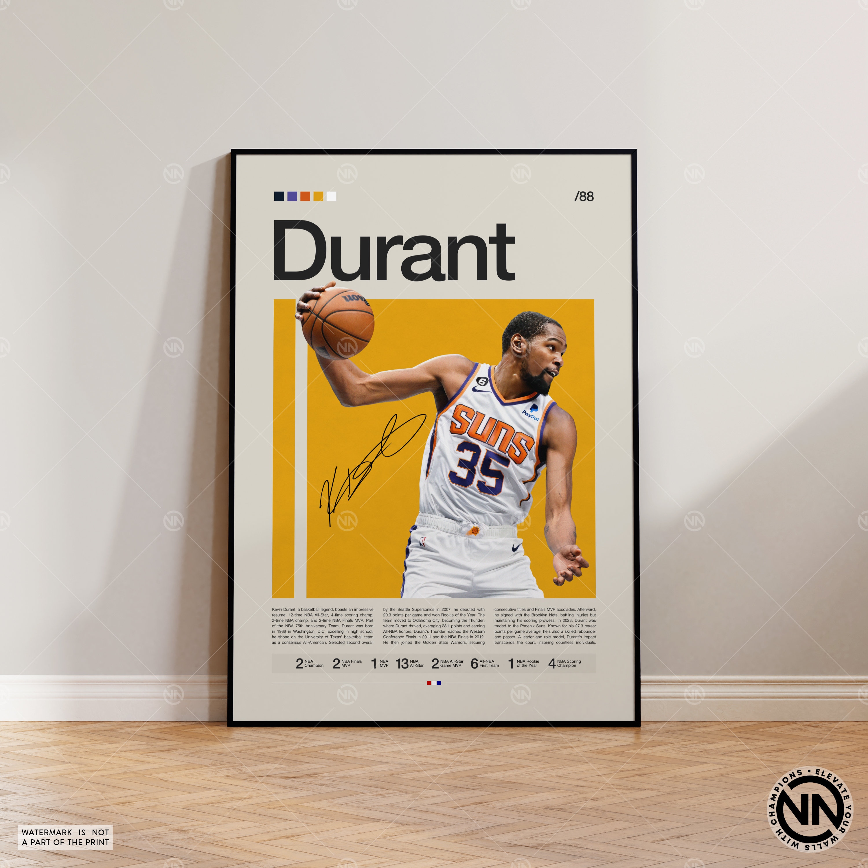 Kevin Durant Poster, Phoenix Suns Poster, NBA Poster, Sports | Inspire ...
