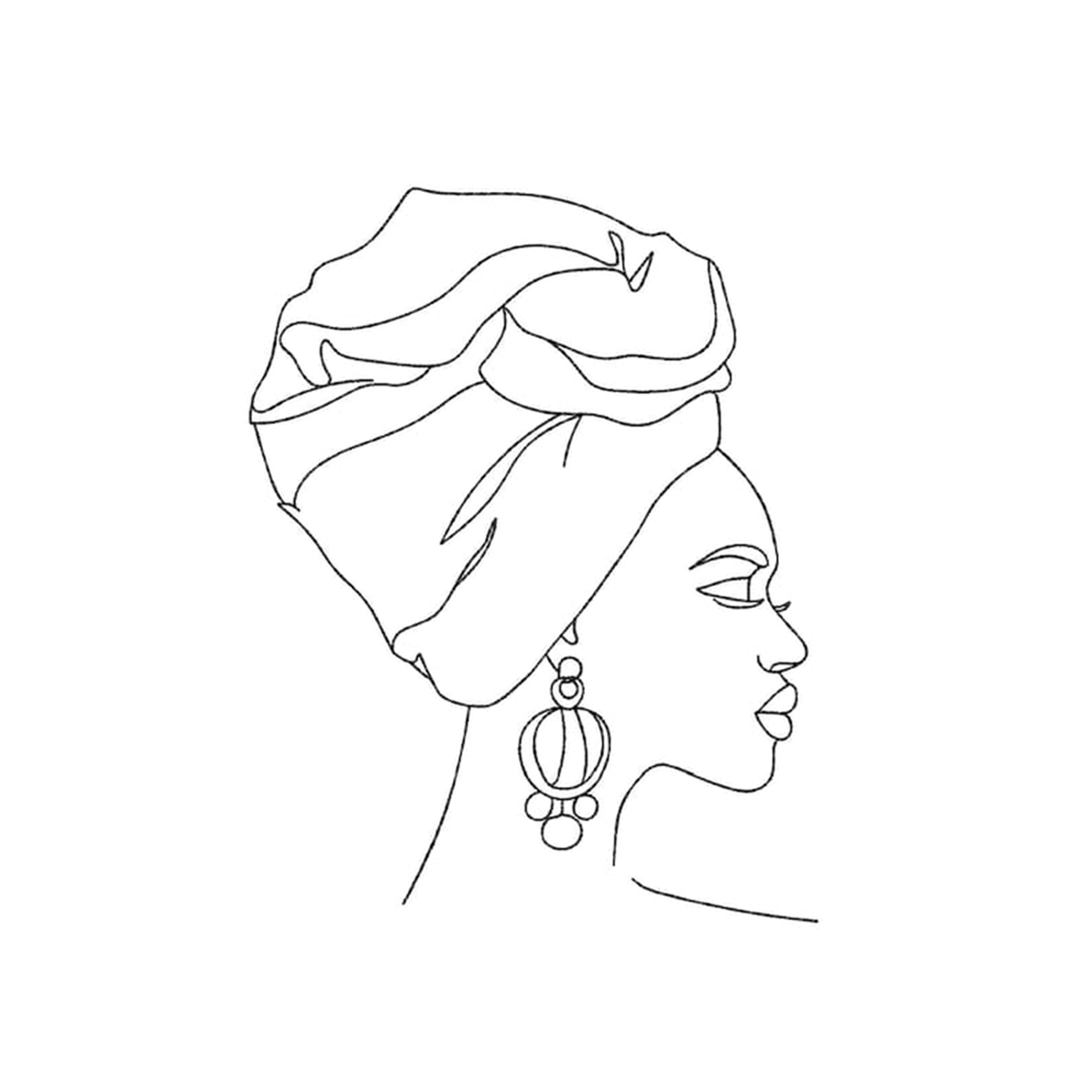 Beautiful African American Woman Embroidery Design, Line Art - Inspire ...