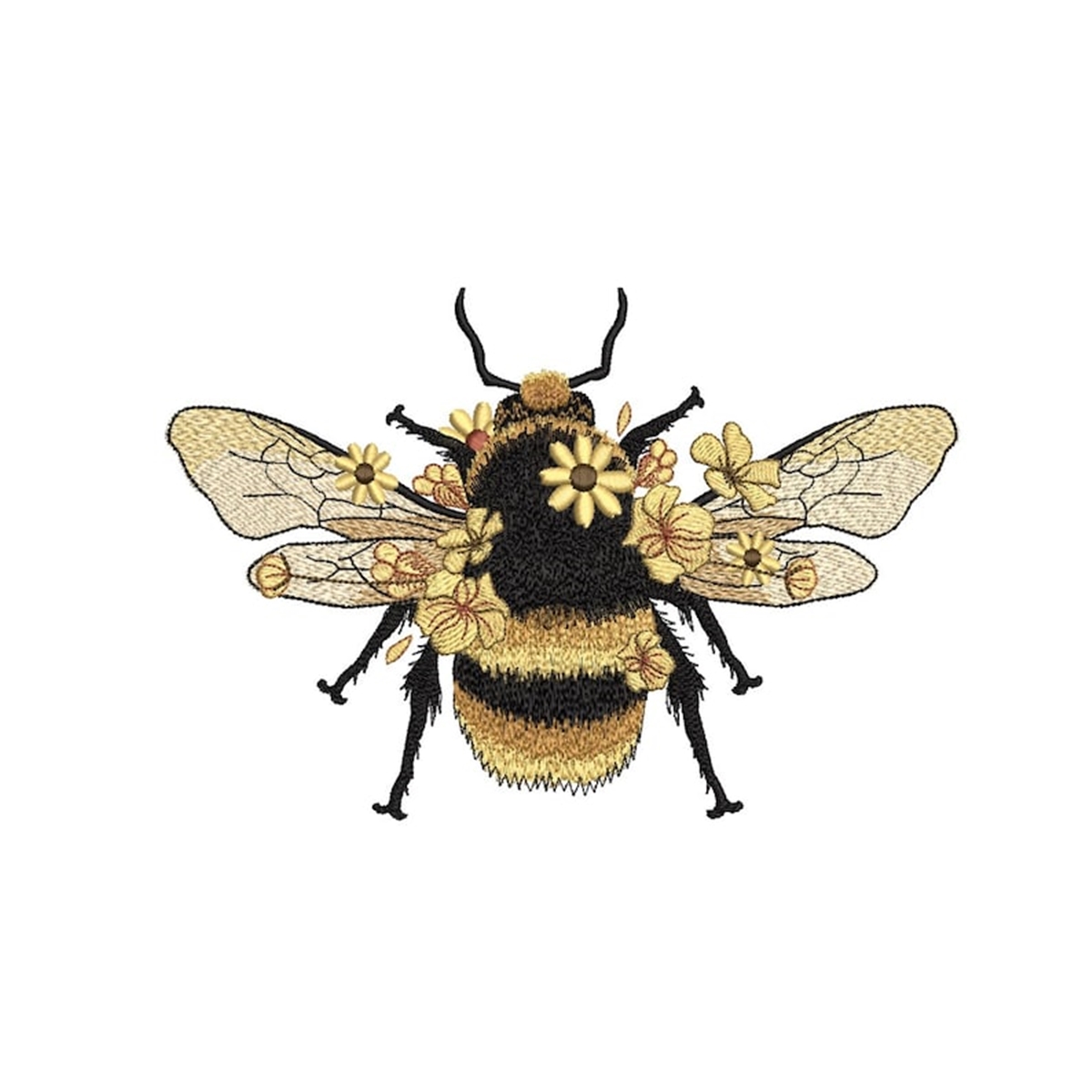 Floral Bumblebee Machine Embroidery Design, 3 sizes, Instant - Inspire ...