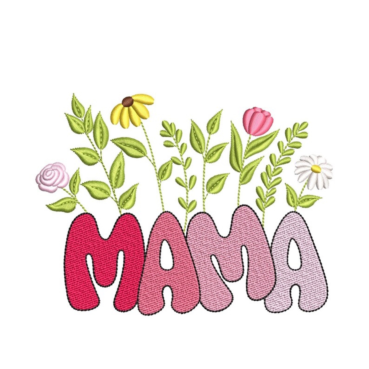 Mama Flower Embroidery Design, 5 sizes, Instant Download - Inspire Uplift
