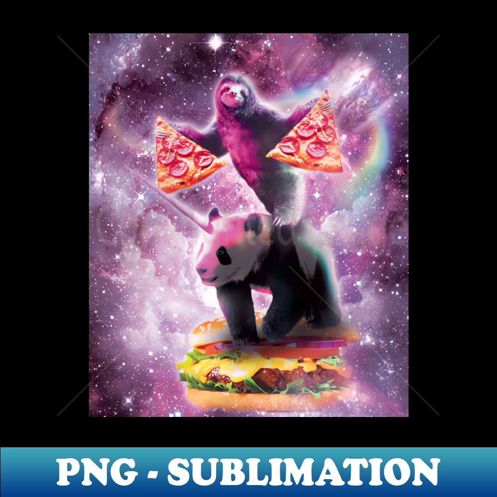 Sloth With Pizza Slices Riding Unicorn Panda on Burger - Cre | Inspire ...