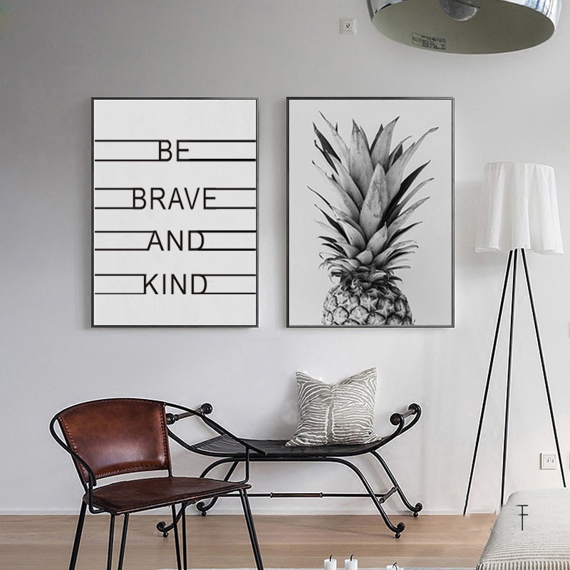 Black and White Gray Pineapple Creative Letters Sample Livin | Inspire ...