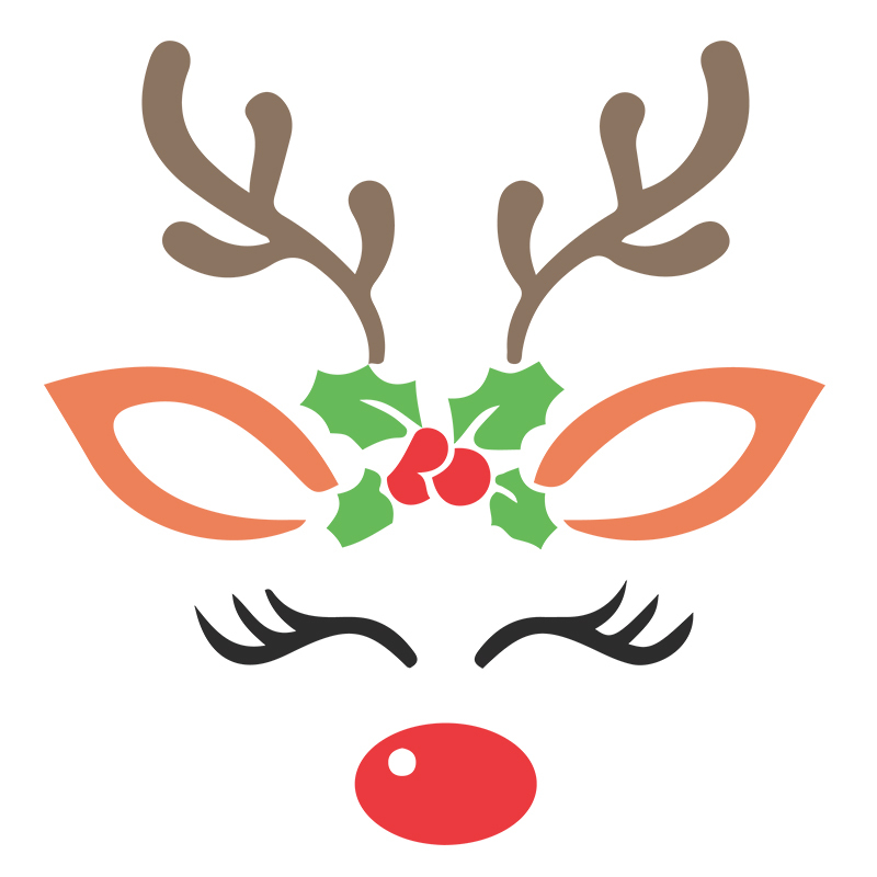 Reindeer Face Svg, Christmas Svg, Reindeer red nose Svg, Rei | Inspire ...