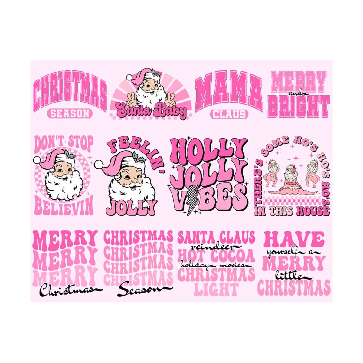 Retro Pink Christmas SVG PNG Bundle, pink Christmas png, Chr | Inspire ...