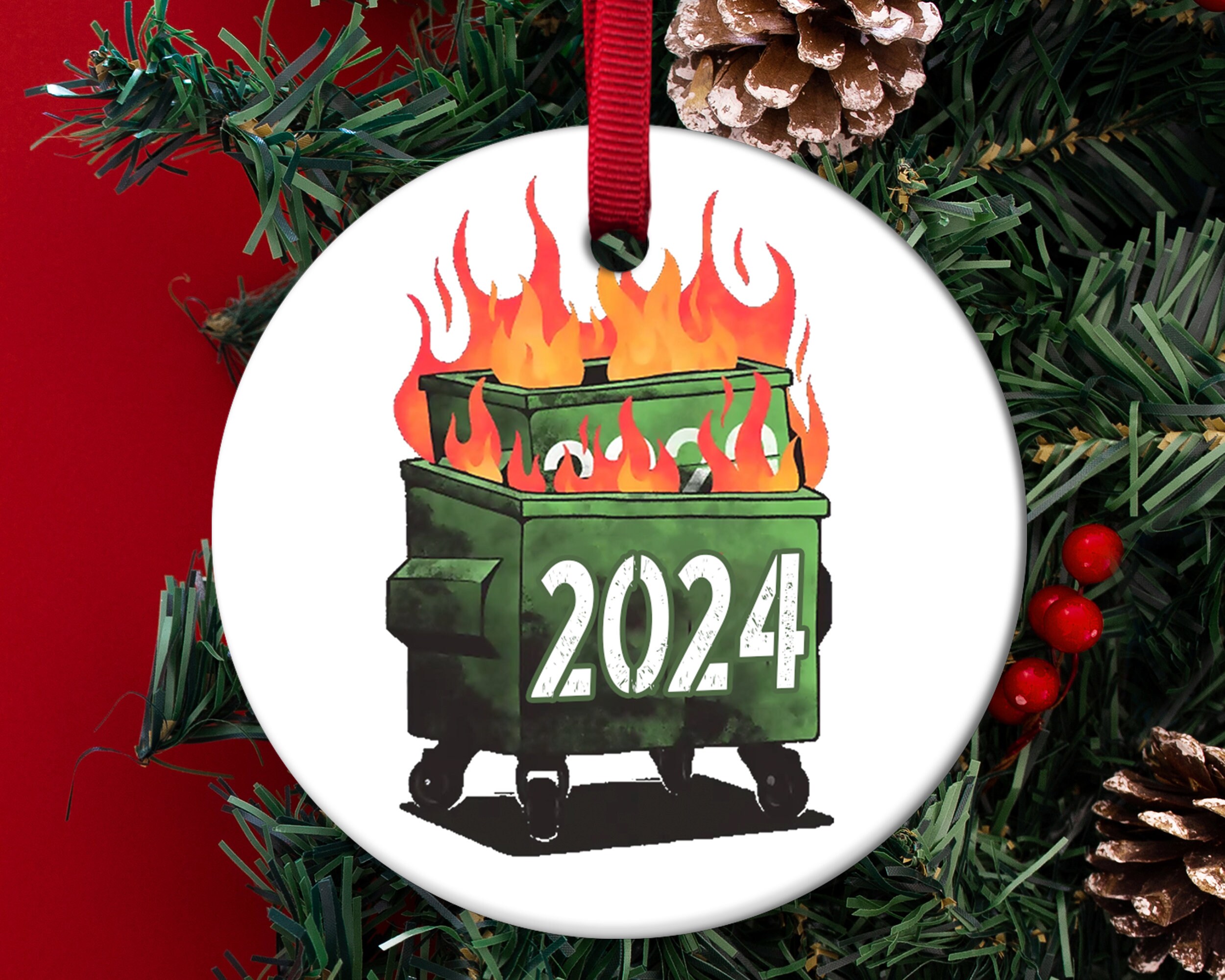 Dumpster Fire Ornament 2023, Dumpster Fire Everything is Fin - Inspire ...
