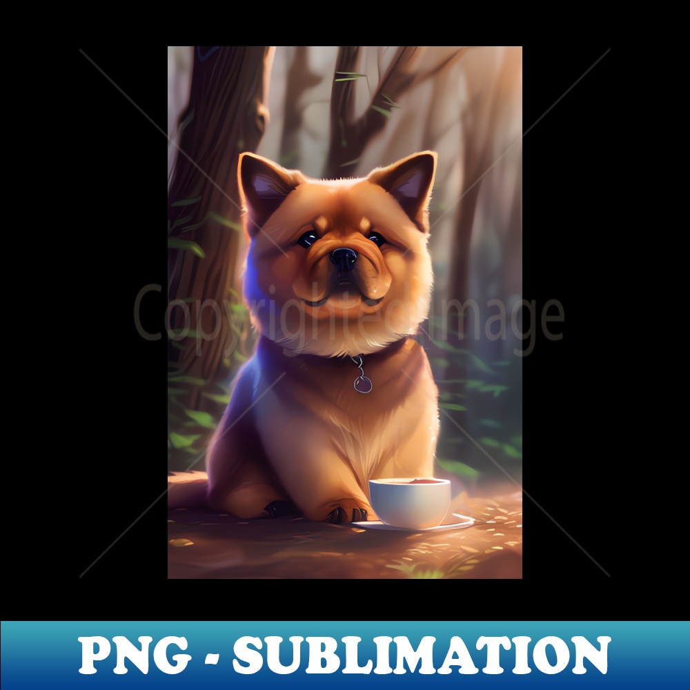 Chow Chow with a mug cup of morning coffee - Artistic Sublim | Inspire ...