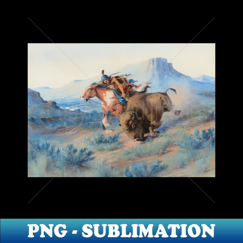 Native American Hunting Buffalo - Vintage Western American A | Inspire ...