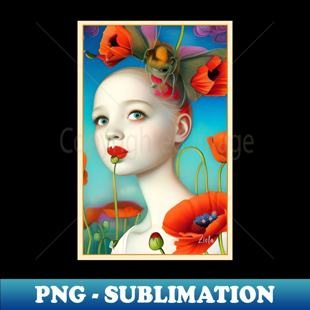 Pop Surrealism Painting of flowers California Poppy girl bot | Inspire ...