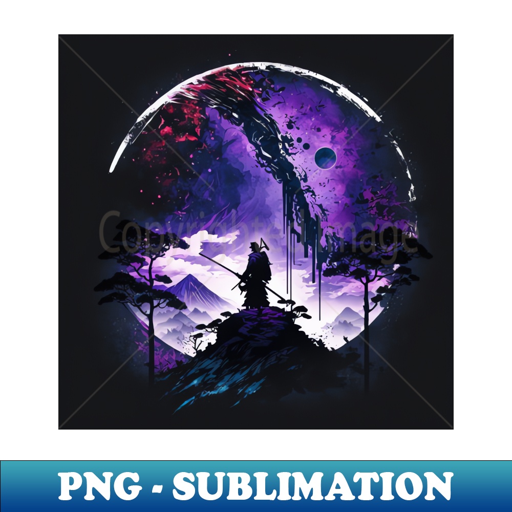 Japanese samurai silhouette purple moon - Exclusive PNG Subl | Inspire ...