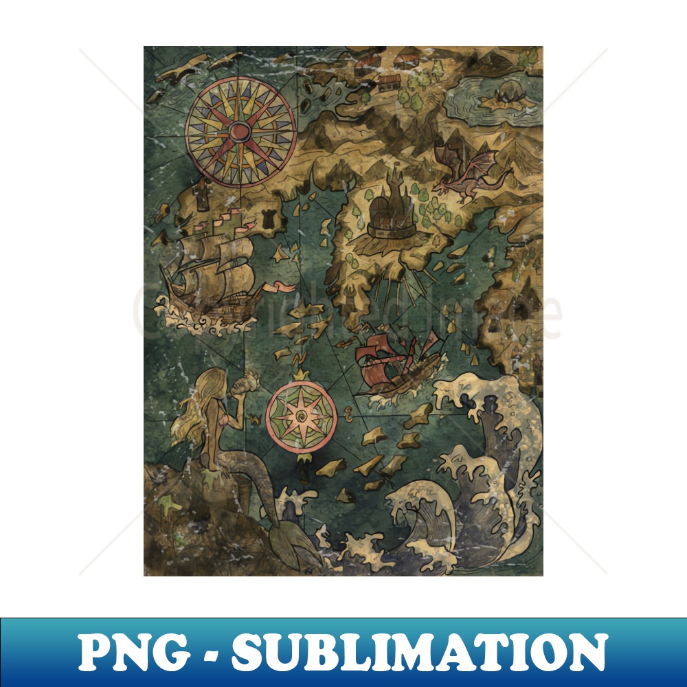 Old Nautical Map Fantasy - PNG Transparent Sublimation Desig | Inspire ...