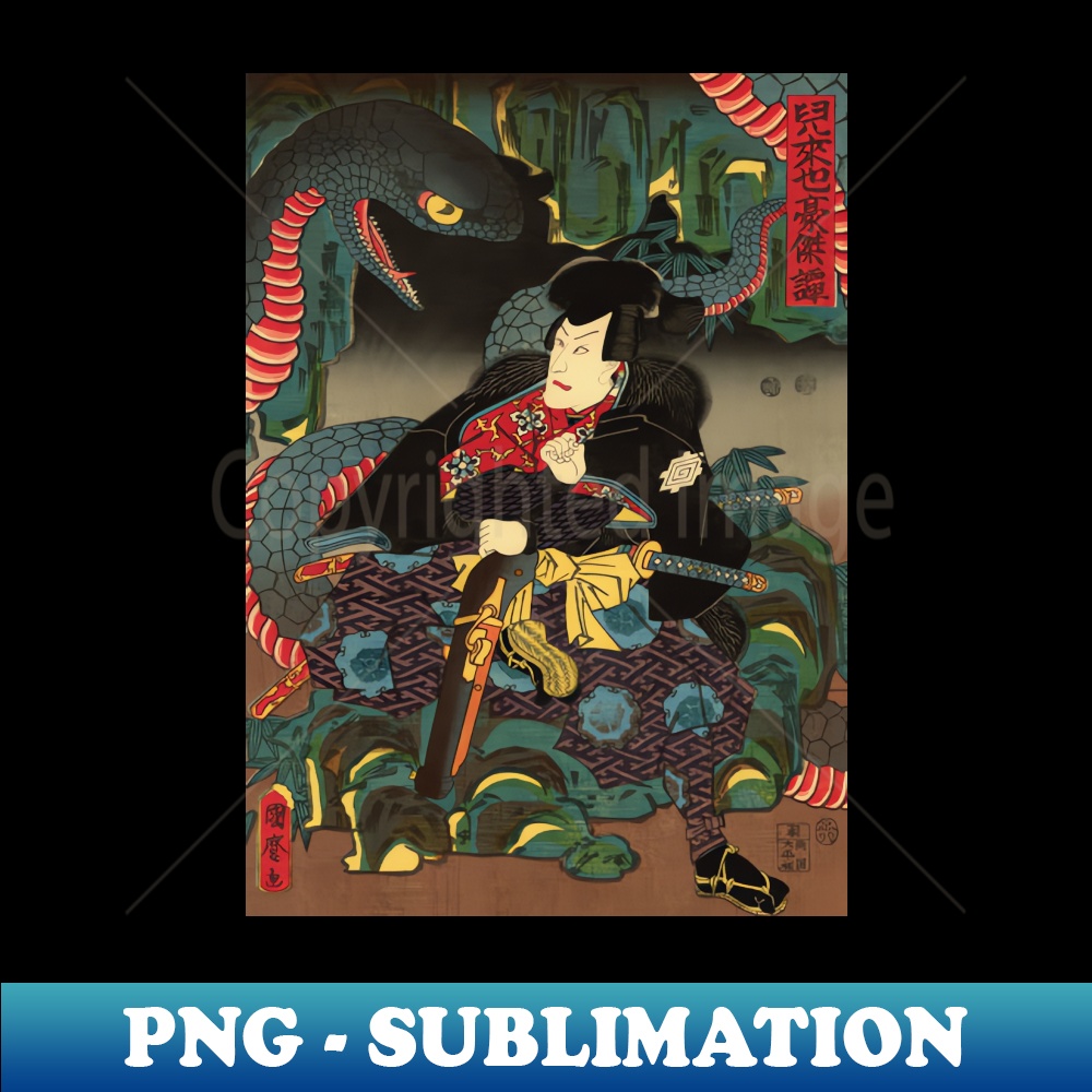 Samurai Warrior And Giant Snake - Old Japanese Ukiyo-e Woodb | Inspire ...