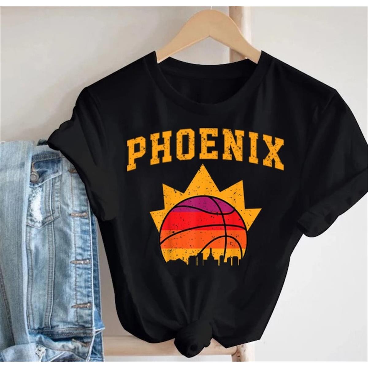 Phoenix Basketball Retro Design Vintage Black TShirt, Phoeni | Inspire ...