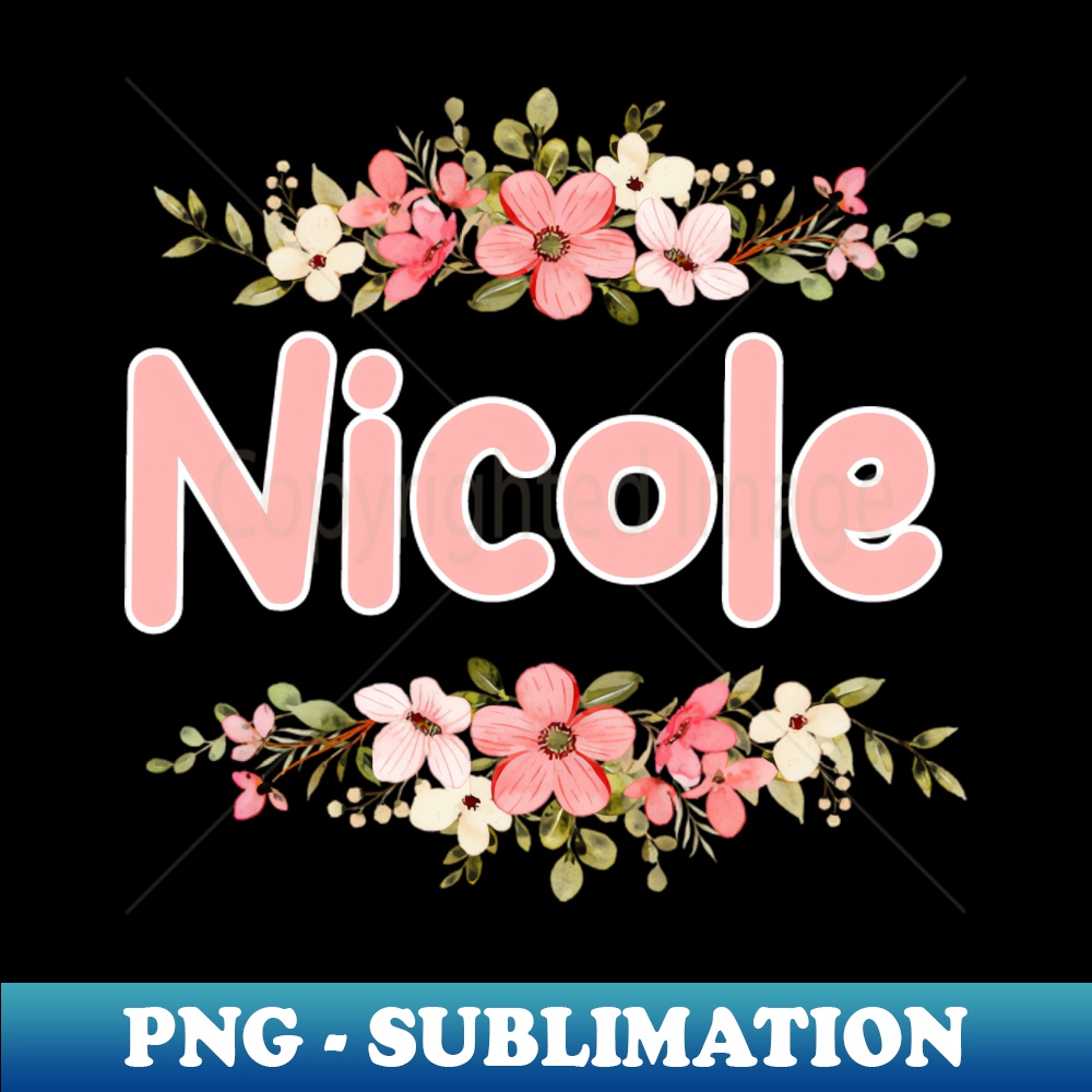 Flower Border Nicole Name Label - Stylish Sublimation Digita | Inspire ...