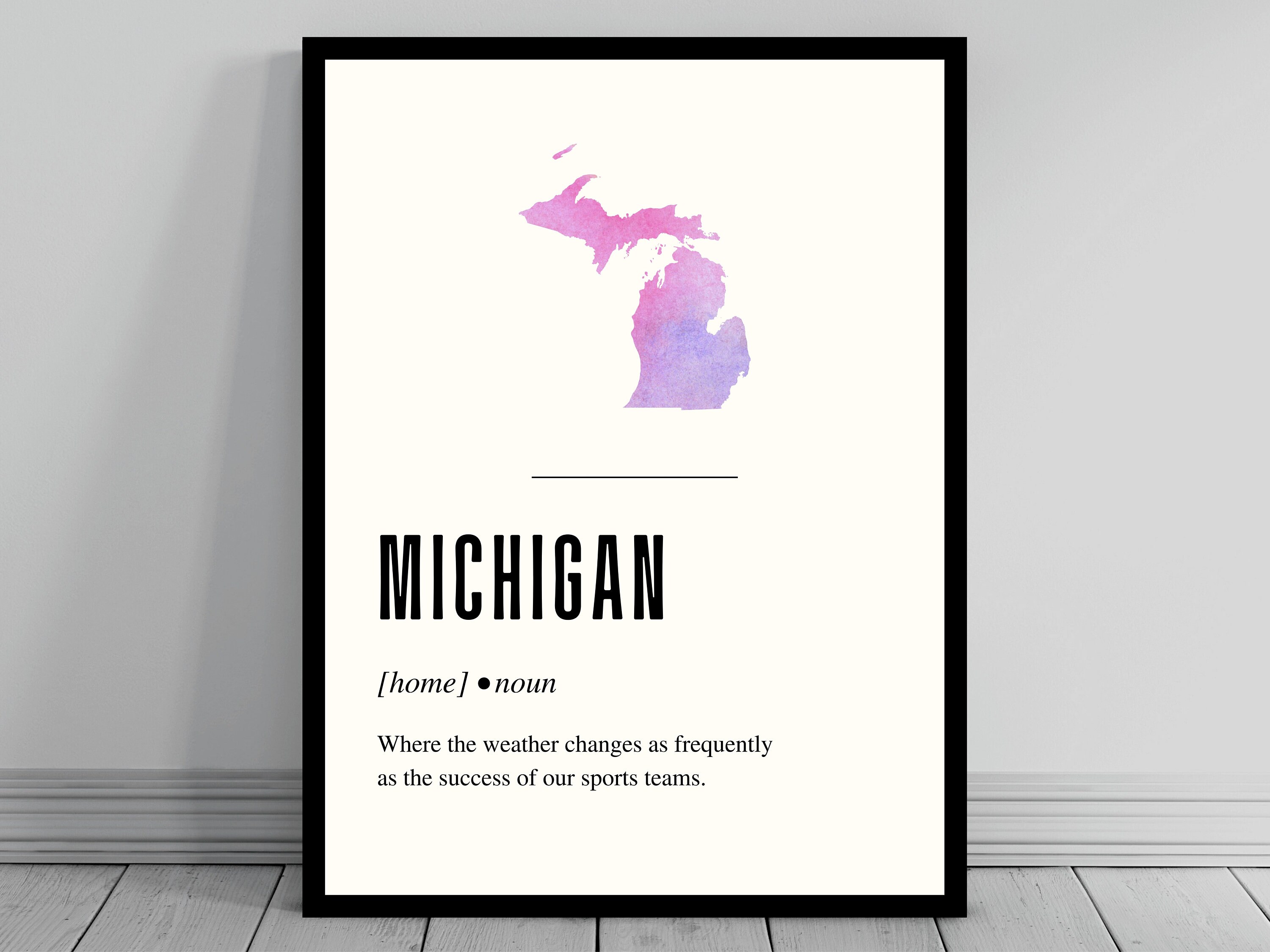 Funny Michigan Definition Print Michigan Poster Minimalist | Inspire Uplift
