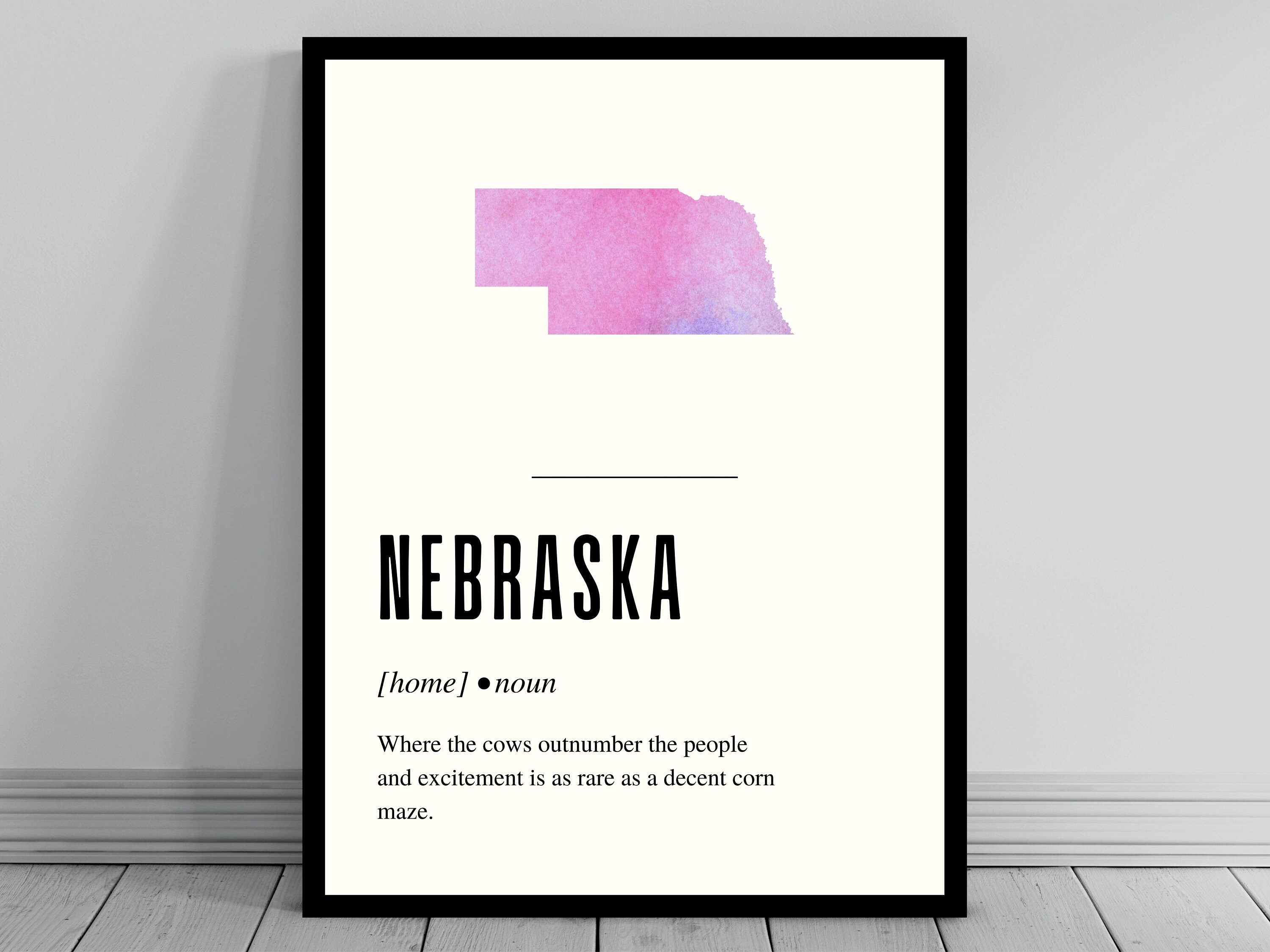 Funny Nebraska Definition Print Nebraska Poster Minimalist | Inspire Uplift