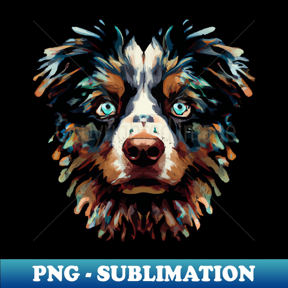 Fluffy Australian Shepherd Dog Stencil Artwork - Retro PNG S - Inspire ...