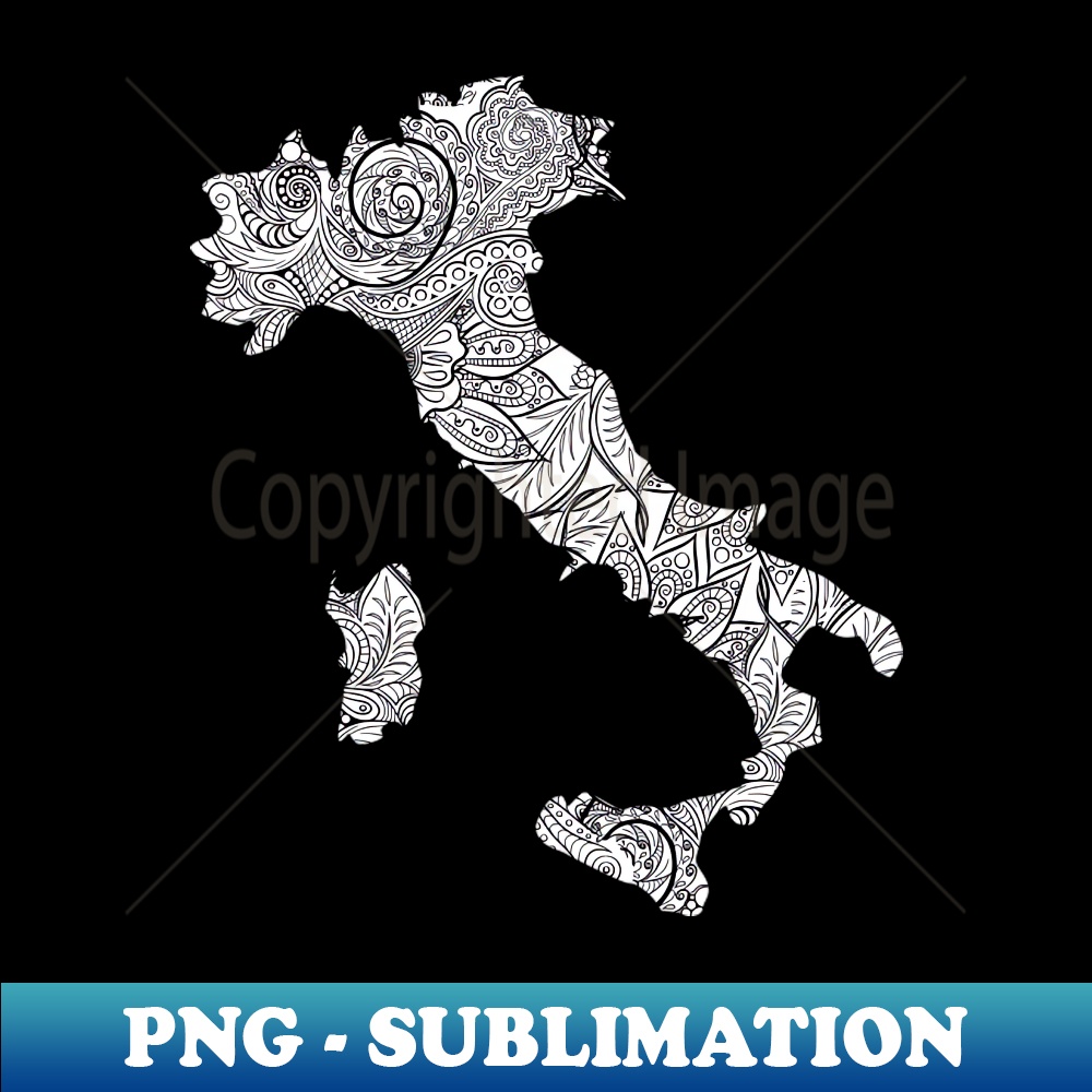Mandala art map of Italy with text in white - PNG Transparen - Inspire ...