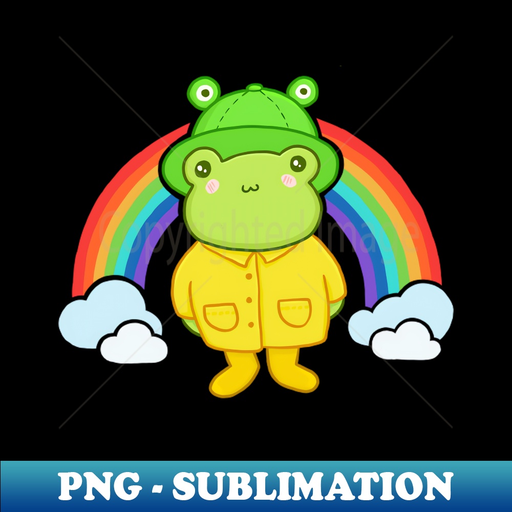 Cute Frog with Hat Rainbow Kawaii Aesthetic Cottagecore Frog - Inspire ...