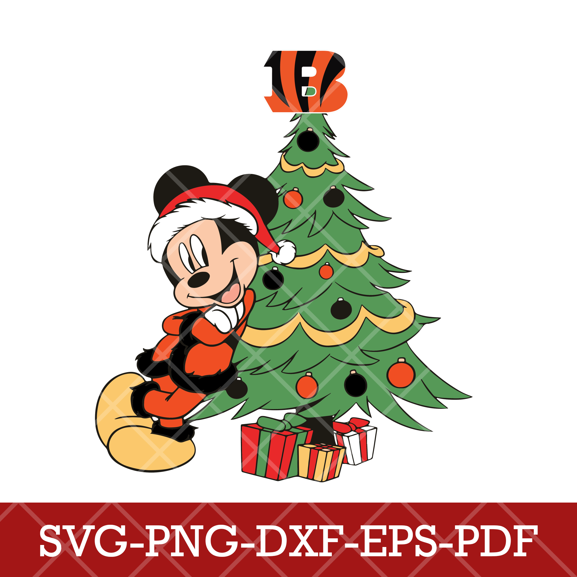 Cincinnati Bengals_mickey christmas 12,SVG,DXF,EPS,PNG,digit - Inspire ...