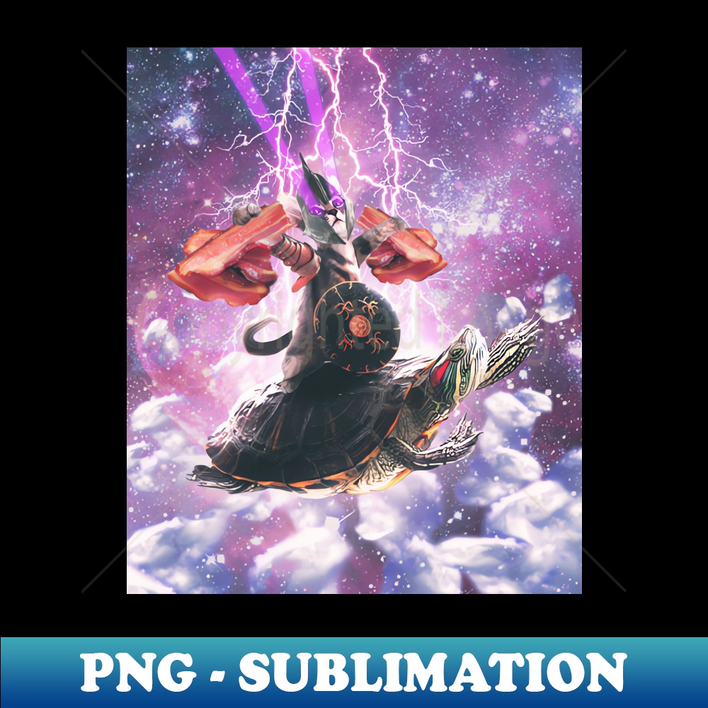 Laser Eyes Warrior Cat Riding Lightning Turtle Bacon - High- | Inspire ...