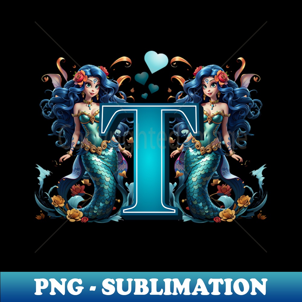 Mermaid Alphabet The Letter T - High-Resolution PNG Sublimat | Inspire ...