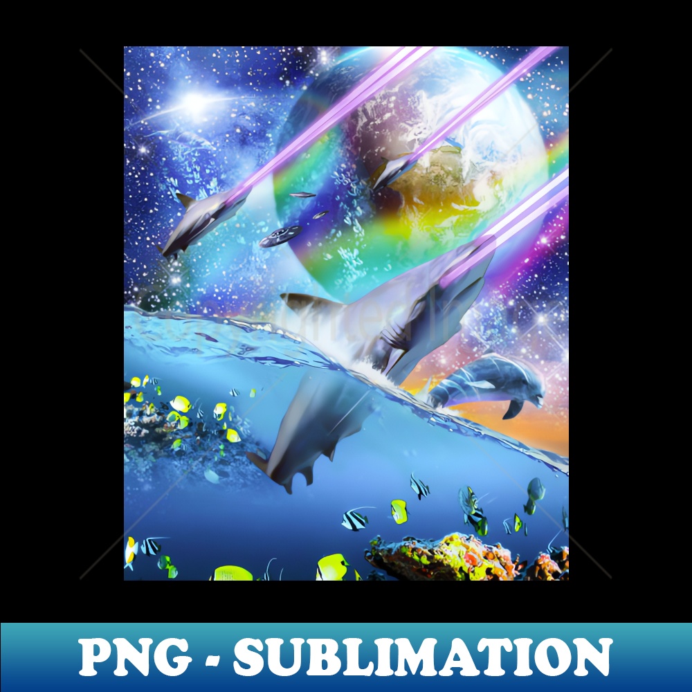Laser Beam Eyes Shark In Space Galaxy Sharks - Vintage Subli | Inspire ...