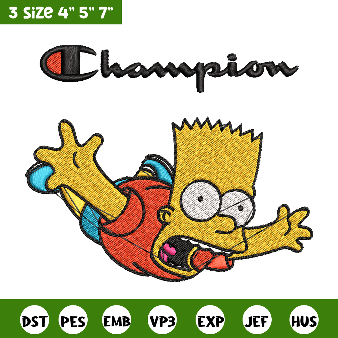 Bart Simpson Champion Embroidery design, Simpson Embroidery, | Inspire ...