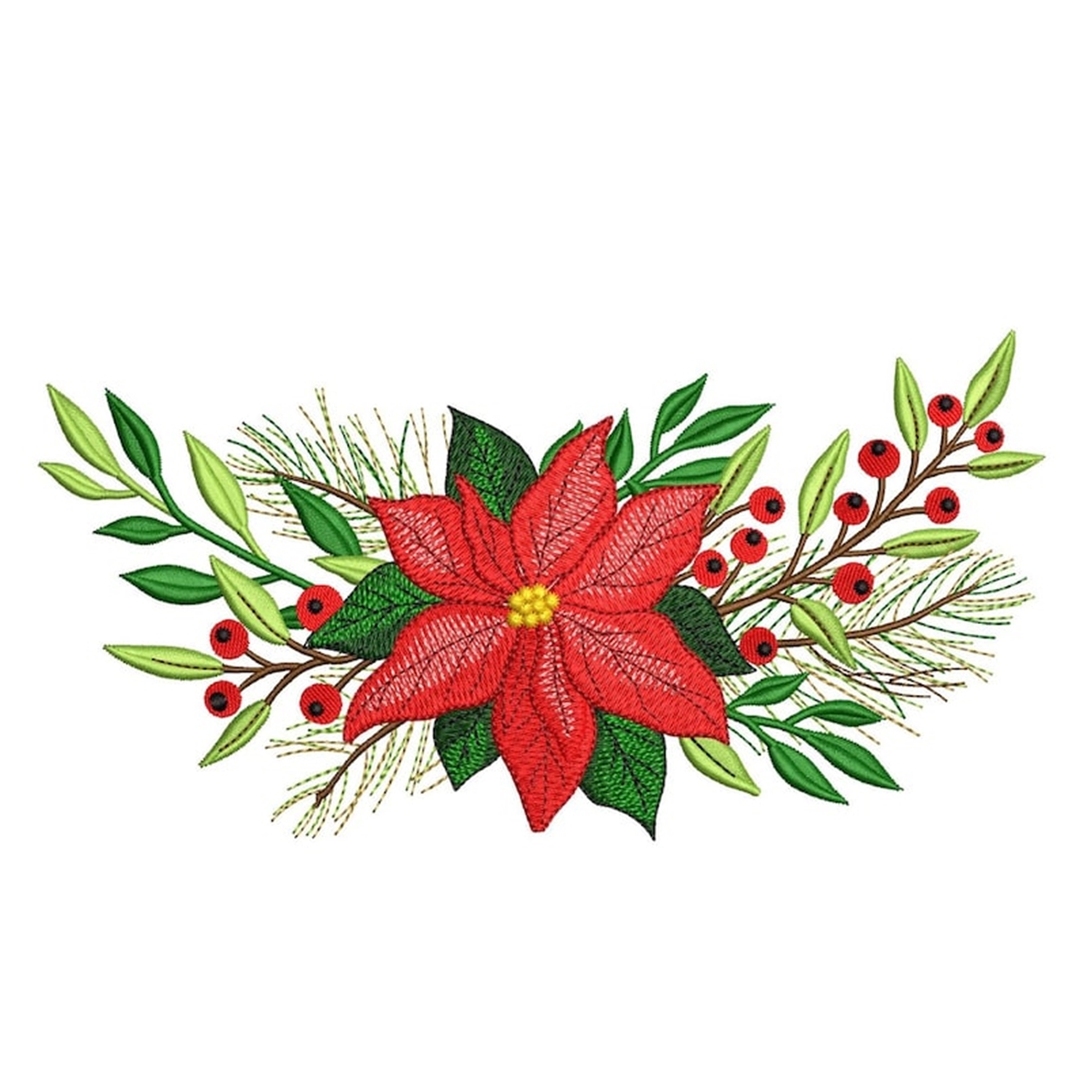 Christmas Poinsettia Embroidery Design 5 Sizes Instant Dow Inspire Uplift