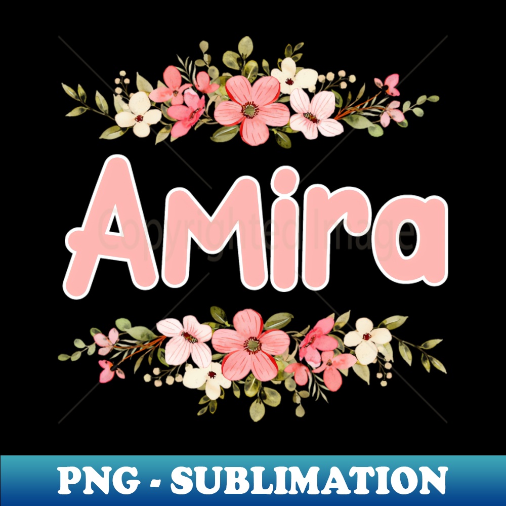 Flower Border Amira Name Label - Artistic Sublimation Digita | Inspire ...