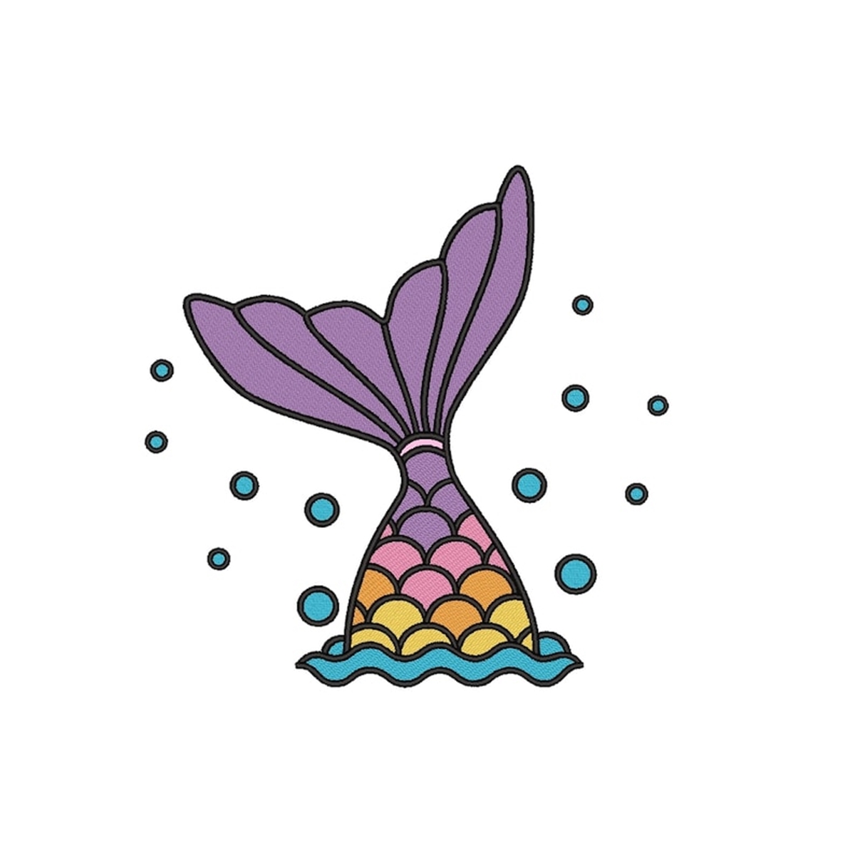 Mermaid Tail Embroidery Design, 5 sizes, Instant Download - Inspire Uplift
