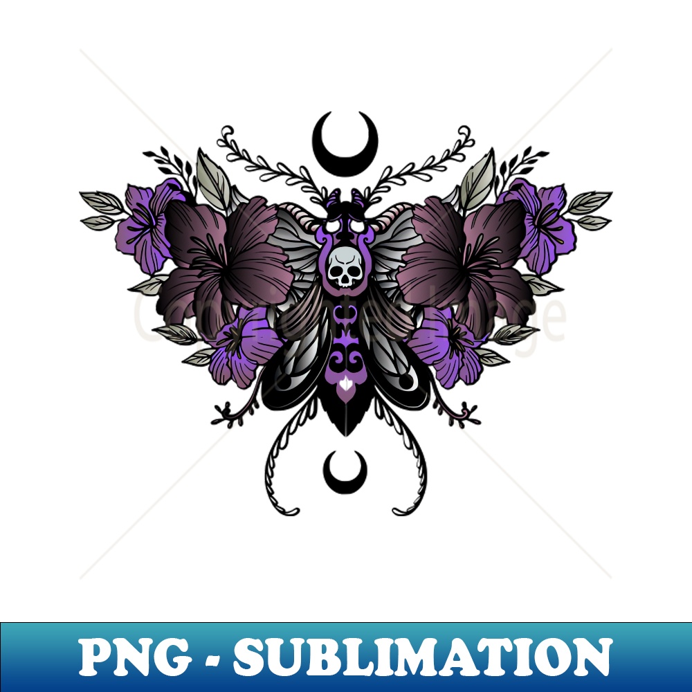 Goth Moth Flowers Skull Hibiscus Floral - Artistic Sublimati | Inspire ...