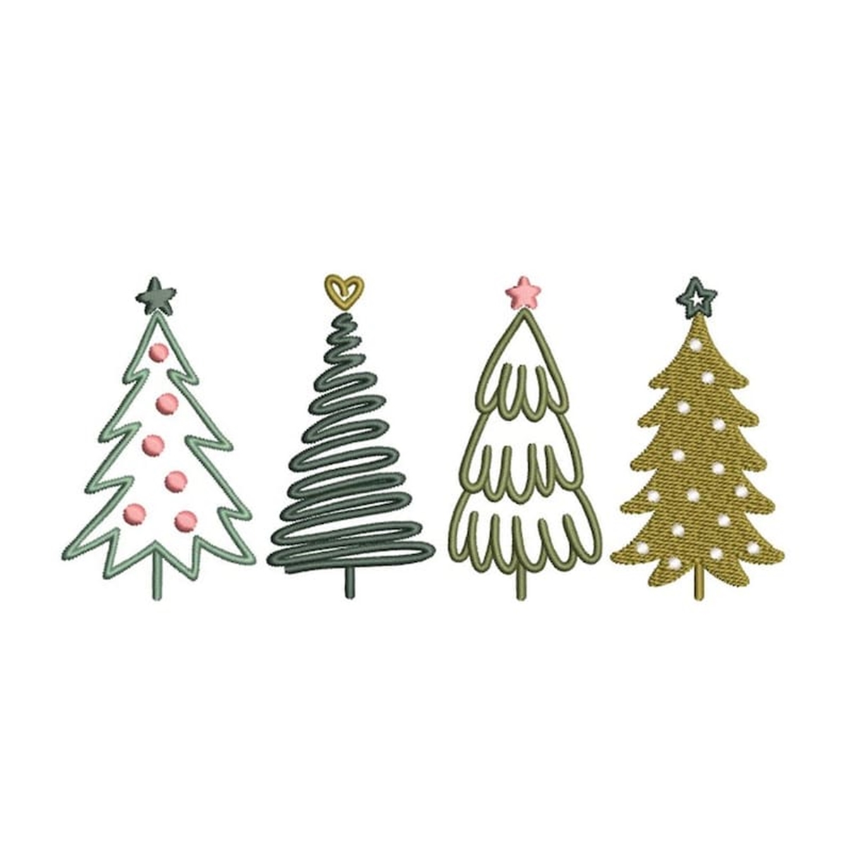 Christmas Trees Embroidery Design, Xmas Tree embroidery, 4 s | Inspire ...