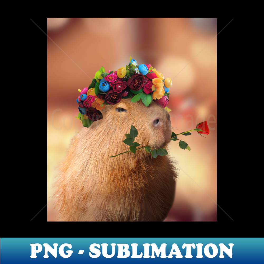 Capybara Flower Crown Rose Flowers - High-Quality PNG Sublim - Inspire ...
