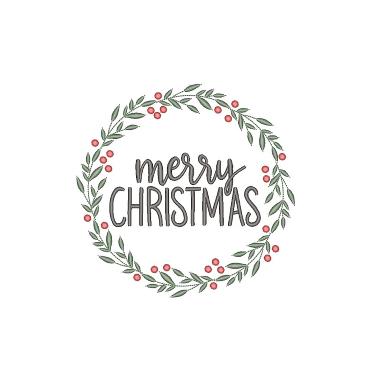 Merry Christmas Machine Embroidery Design, Wreath Embroidery - Inspire ...