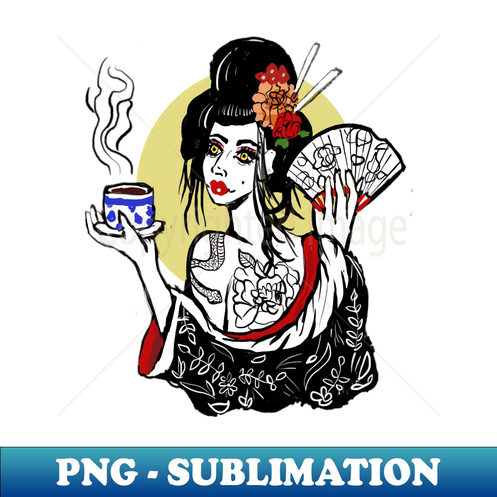 Geisha Tea Time Modern Tattooed Pinup - Vintage Sublimation | Inspire ...