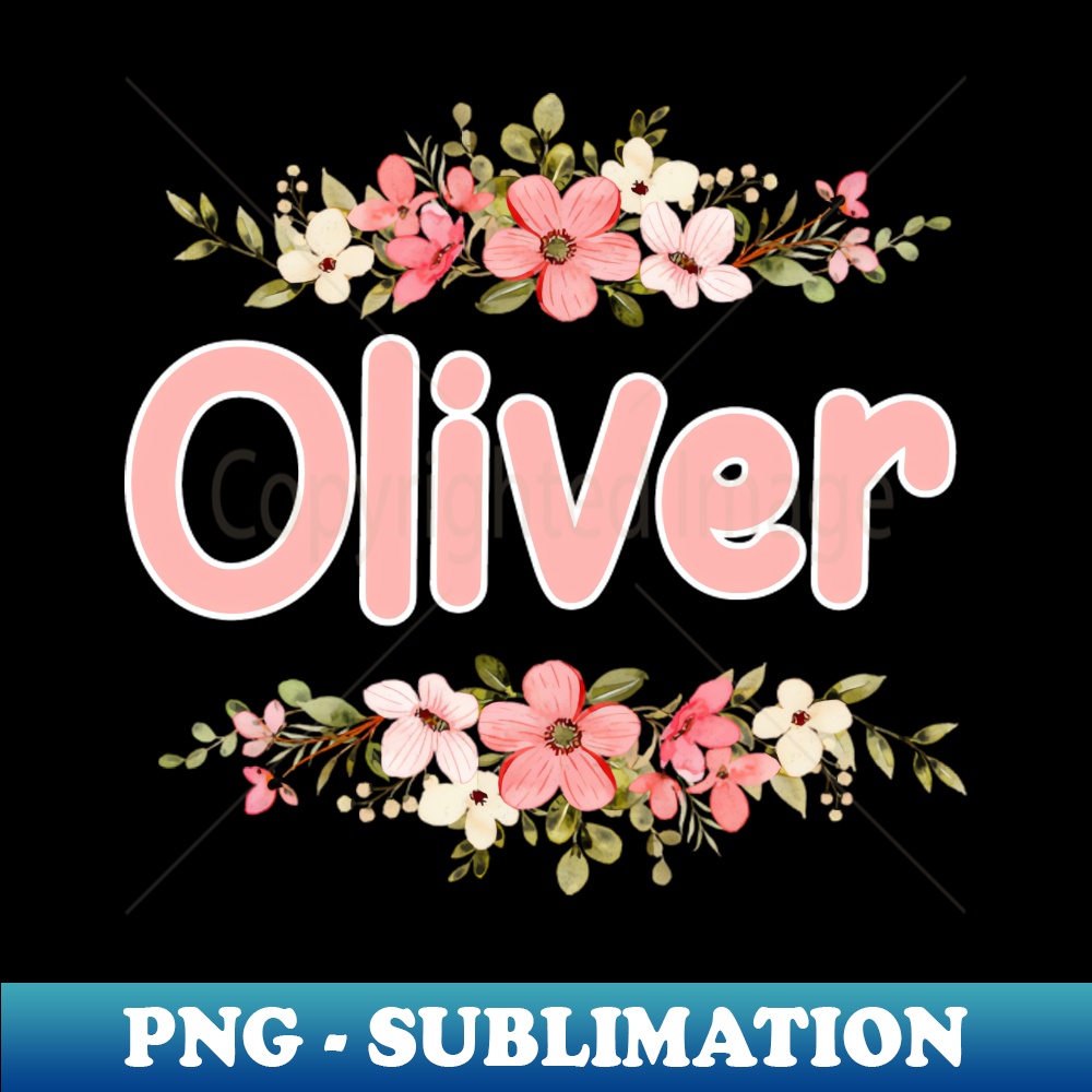 Flower Border Oliver Name Label - PNG Sublimation Digital Do | Inspire ...
