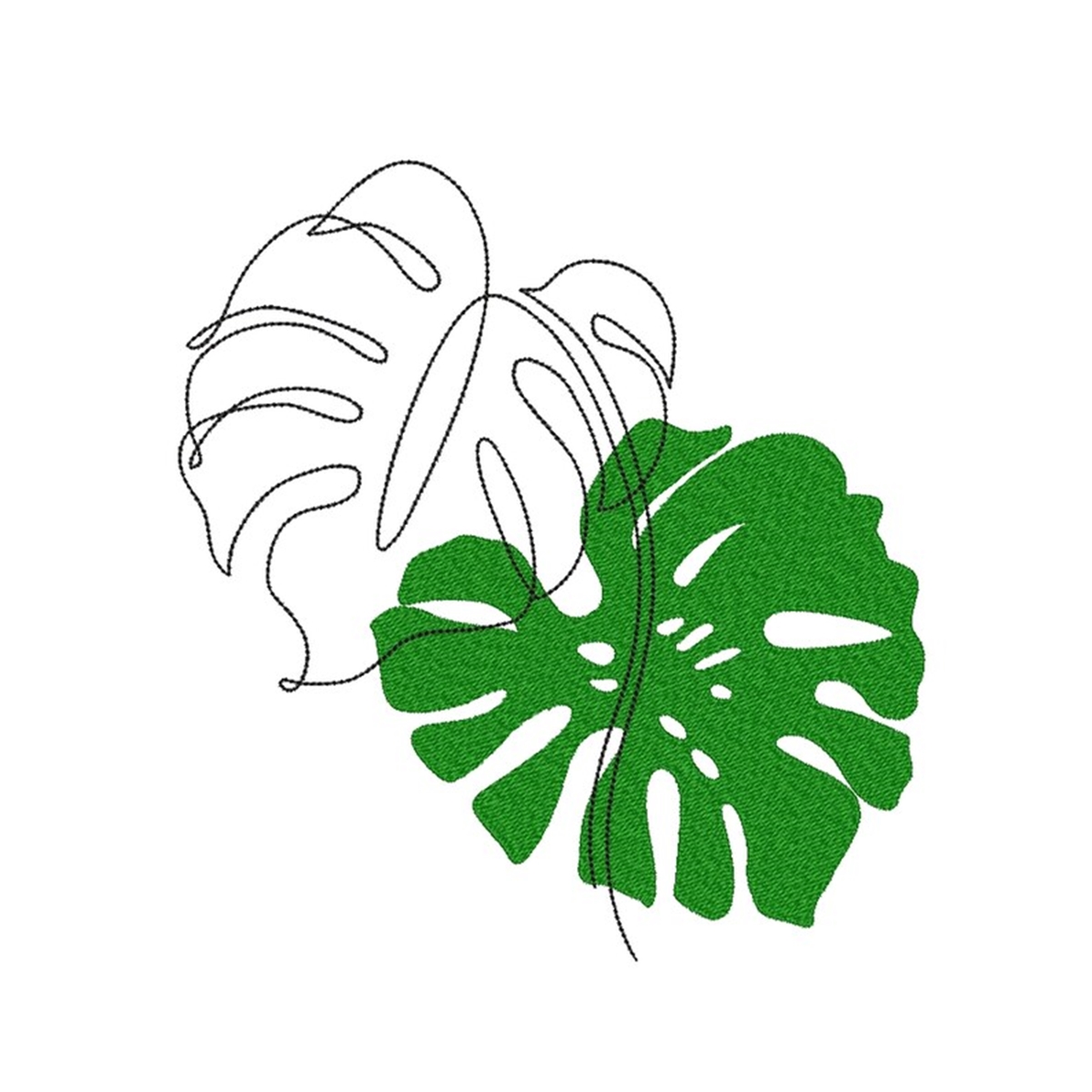 Monstera leaf embroidery design, One line art embroidery des - Inspire ...