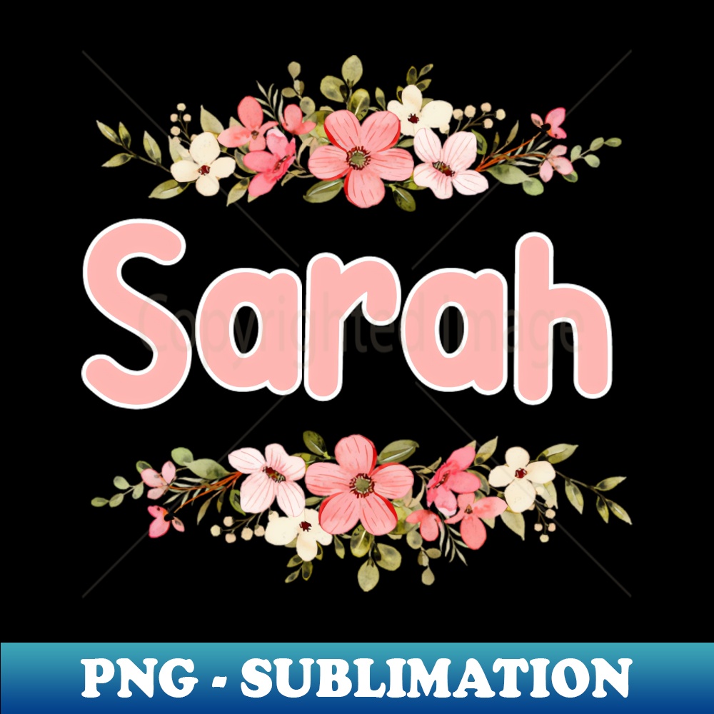 Flower Border Sarah Name Label - PNG Transparent Digital Dow | Inspire ...