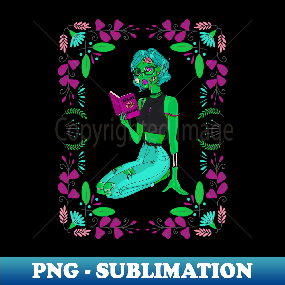Zombie Girl Book Lover - Goth Monster Reader - Unique Sublim | Inspire ...