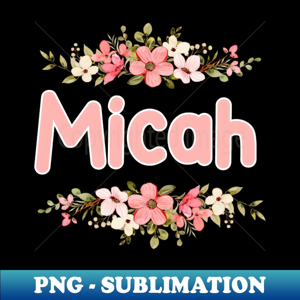 Flower Border Micah Name Label - Modern Sublimation PNG File - Inspire ...