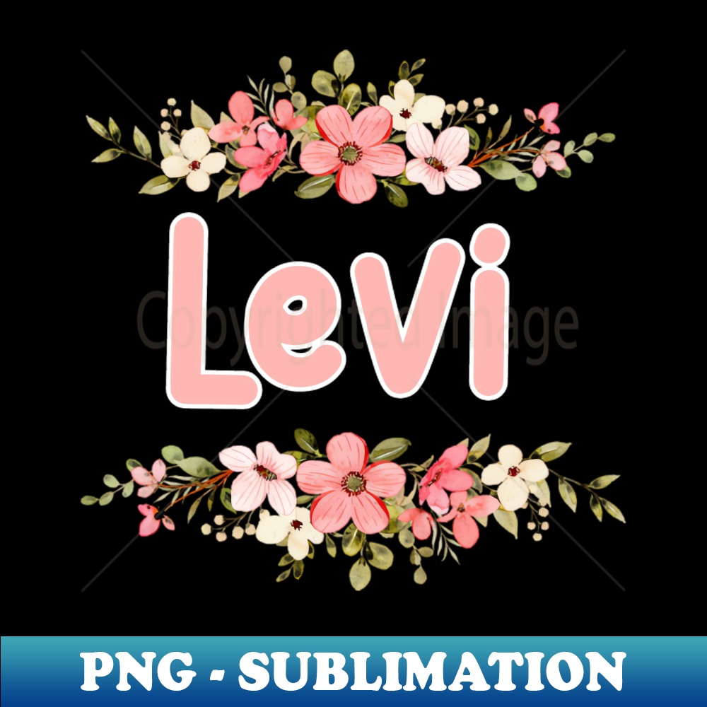 Flower Border Levi Name Label - Aesthetic Sublimation Digita | Inspire ...