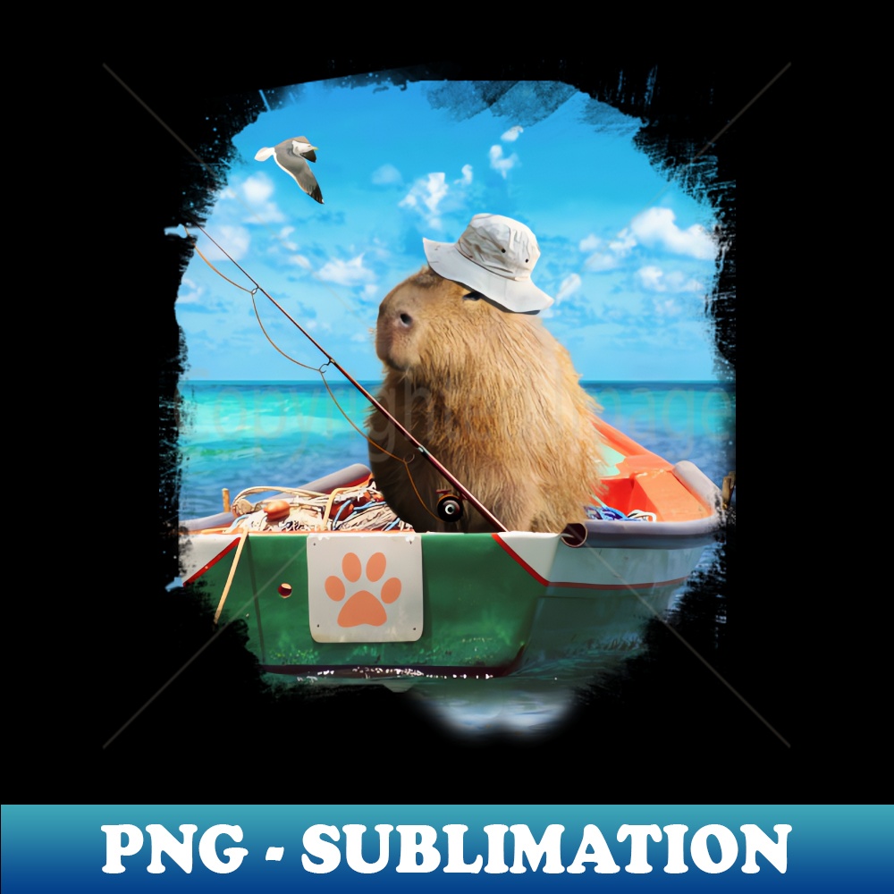 Capybara On Fishing Boat Funny - Digital Sublimation Downloa - Inspire ...