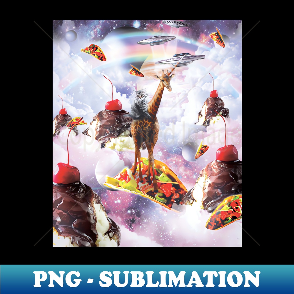 Cat Riding Unicorn Giraffe on Taco in the Universe of Sweets | Inspire ...