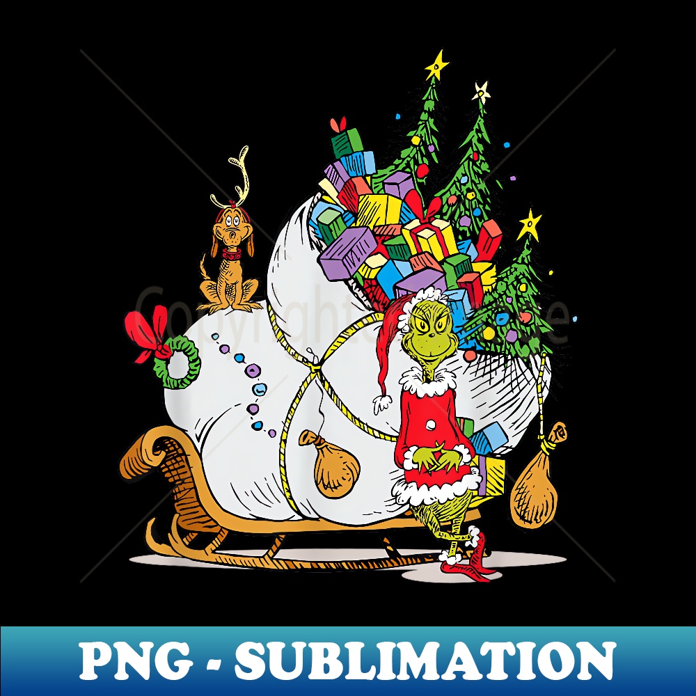 Dr. Seuss Grinch Sleigh - Signature Sublimation PNG File - B | Inspire ...