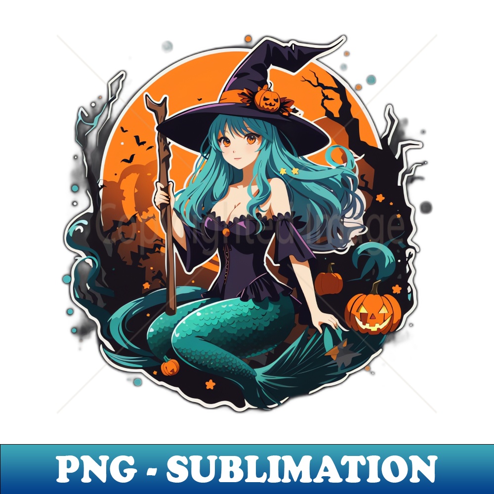 Cute Mermaid Witch - Instant PNG Sublimation Download - Perf | Inspire ...