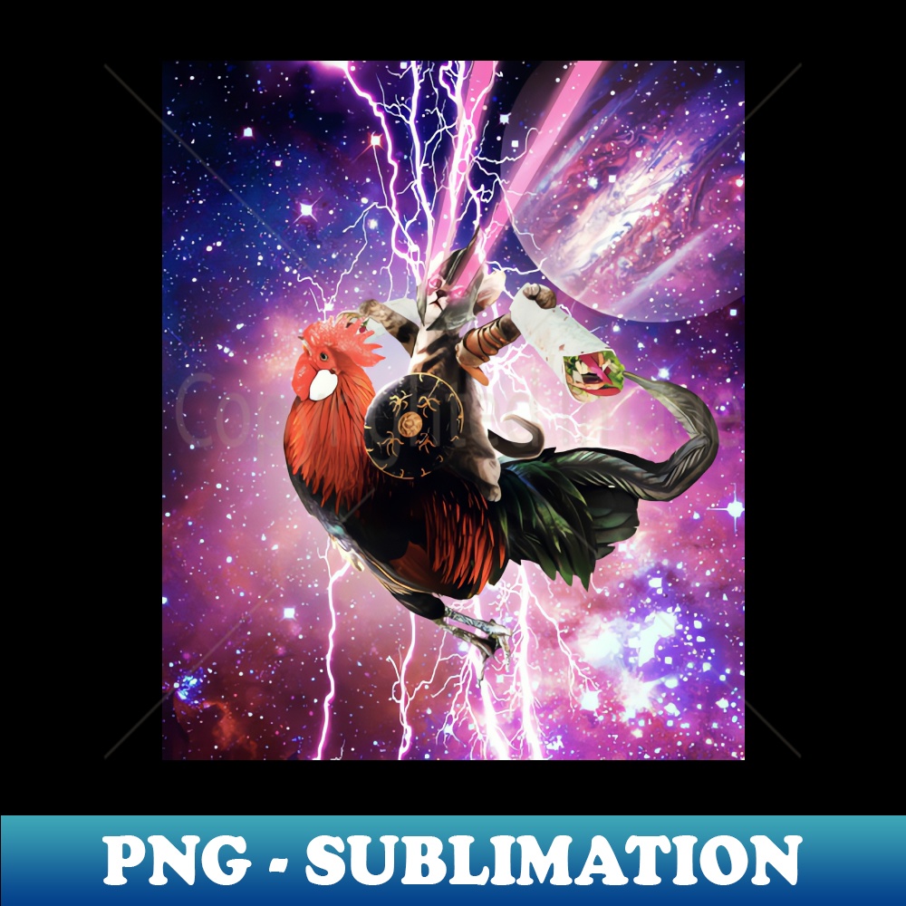 Laser Eyes Warrior Cat Riding Lightning Rooster Shawarma - A | Inspire ...