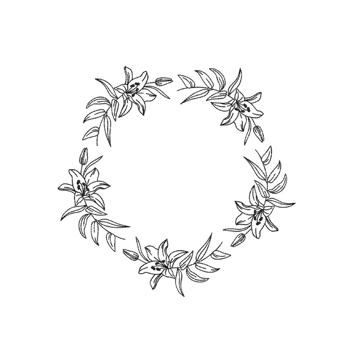 Floral Wreath Embroidery Design, 6 sizes, Instant Download | Inspire Uplift