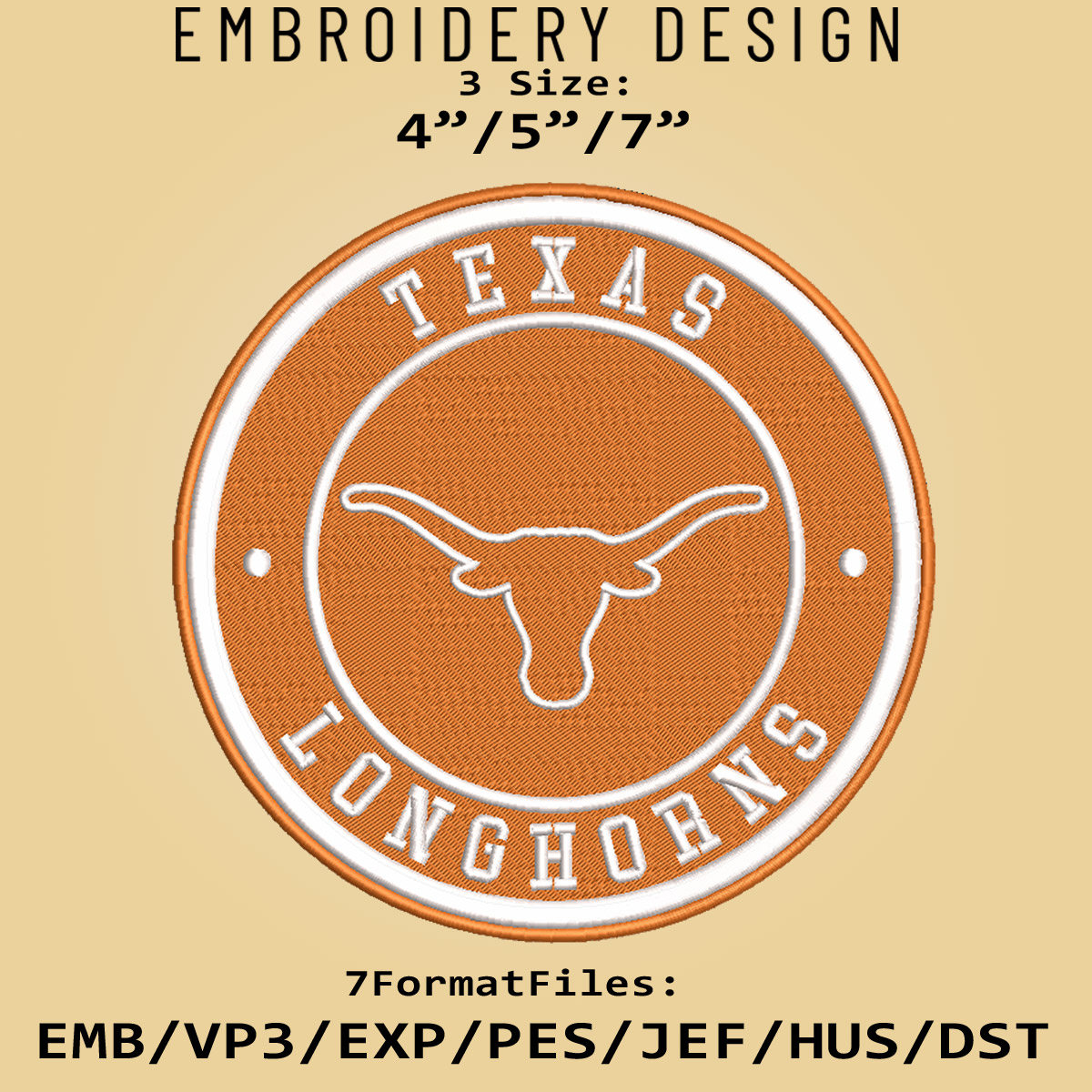 NCAA Logo Texas Longhorns, Embroidery design, Embroidery Fil | Inspire ...