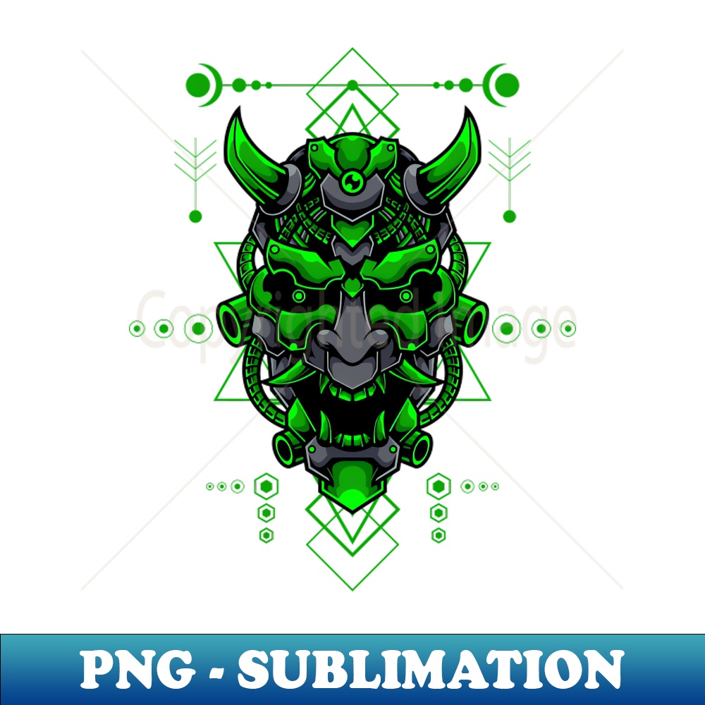 Cyber Oni Futuristic Robot Oni Mask Illustration - Vintage S | Inspire ...