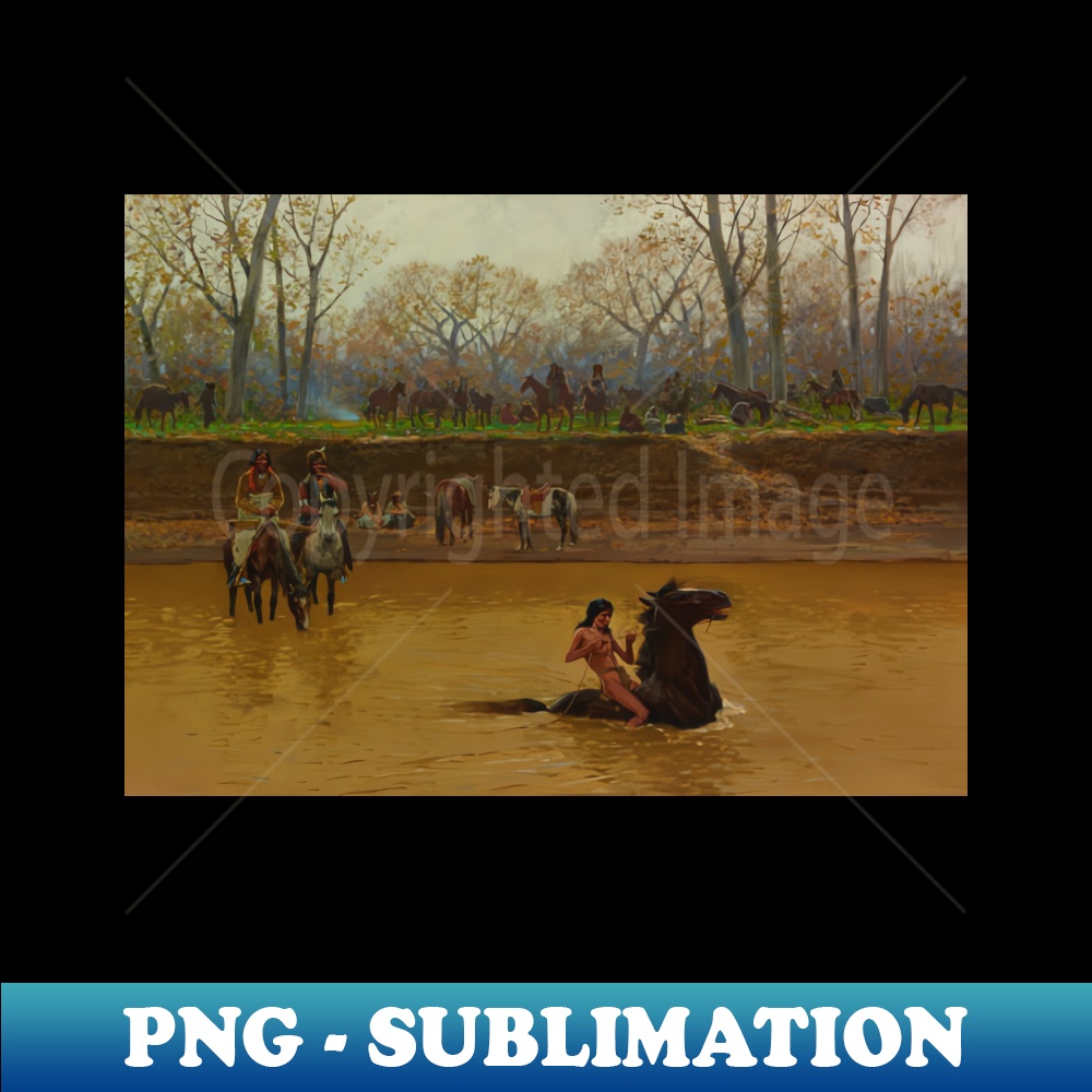Native Americans Camping At The River - Vintage Western Amer - Inspire ...